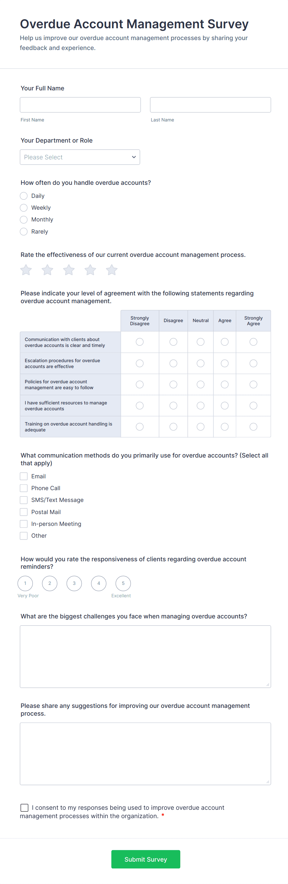 Overdue Account Management Survey Form Template | Jotform