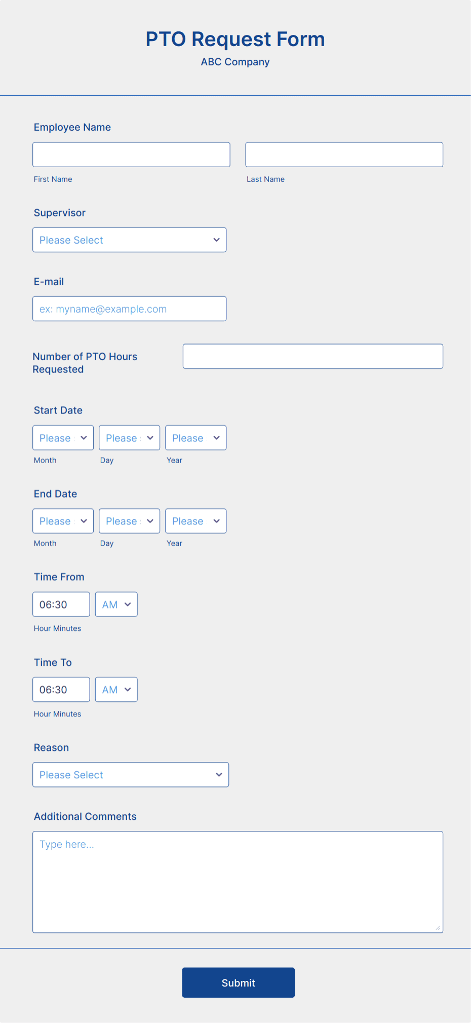 Paid Time Off (PTO) Request Form Template | Jotform