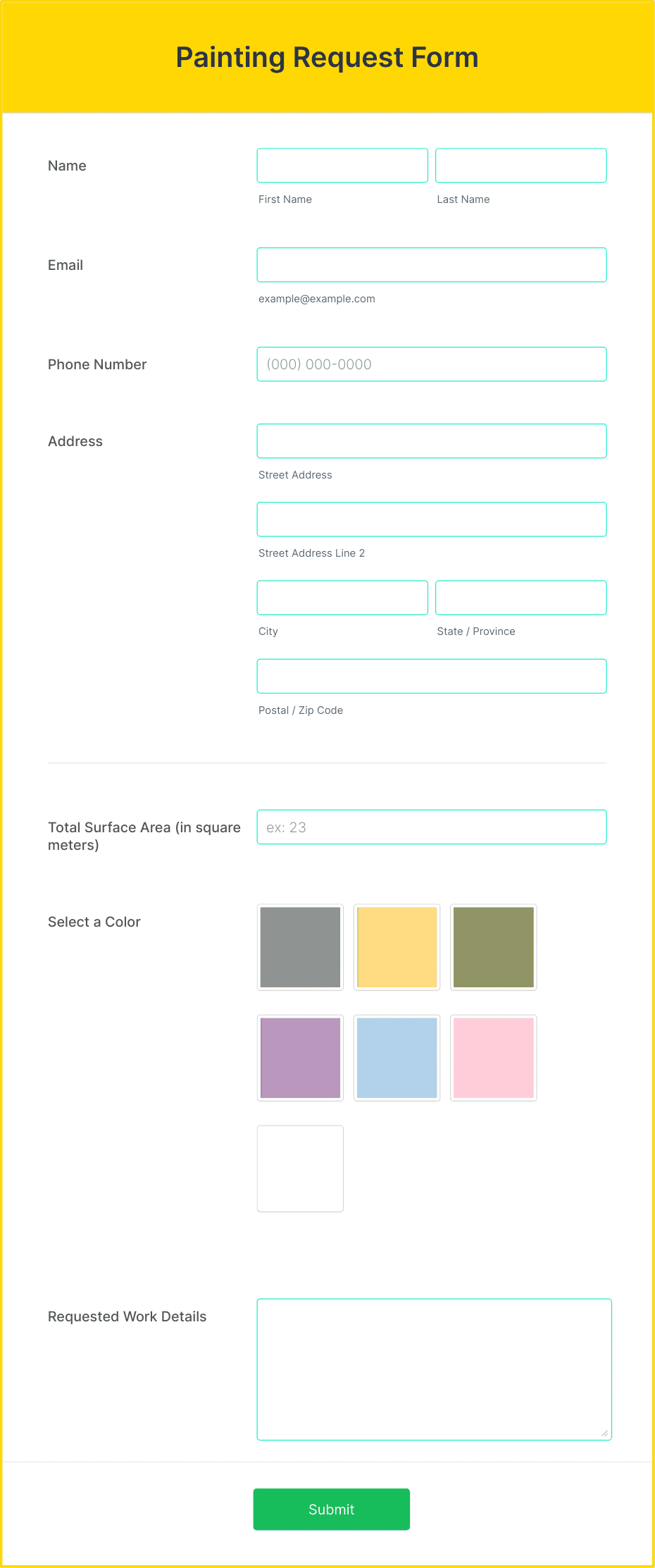 Painting Request Form Template | Jotform