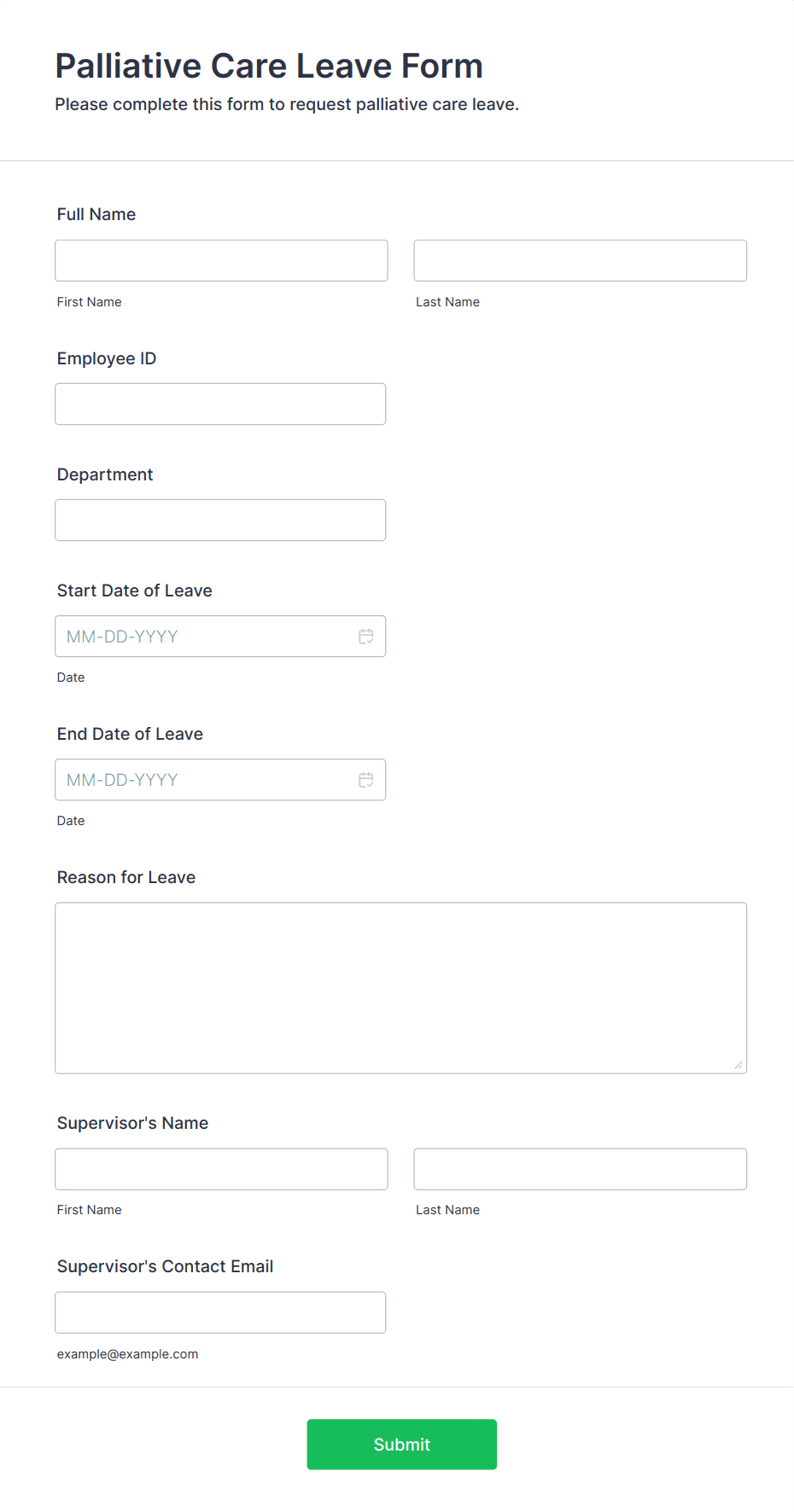 Palliative Care Leave Form Template | Jotform