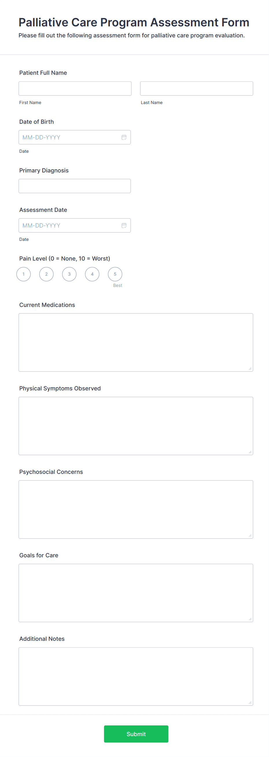 Palliative Care Program Assessment Form Template | Jotform