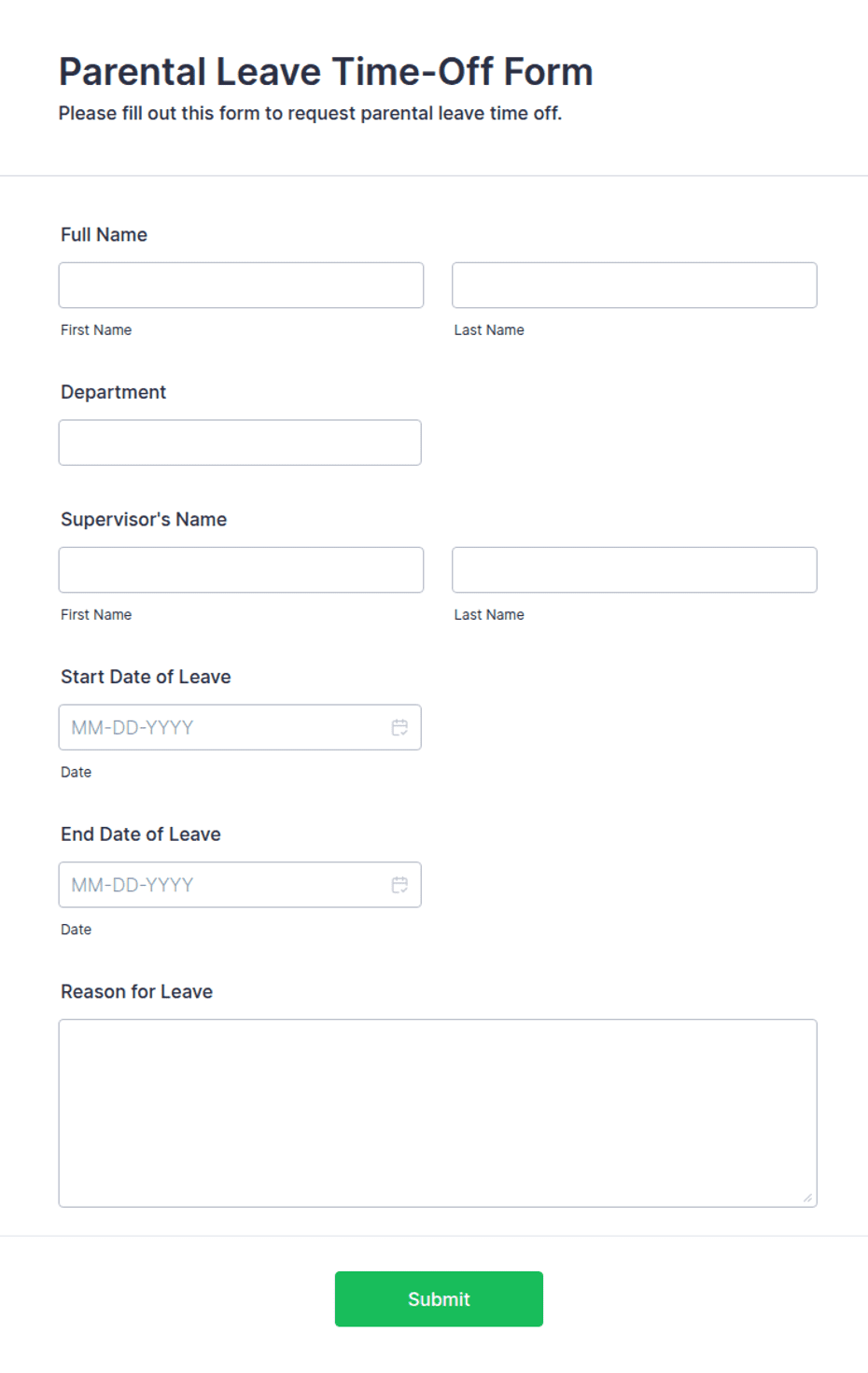 Parental Leave Time-Off Form Template | Jotform