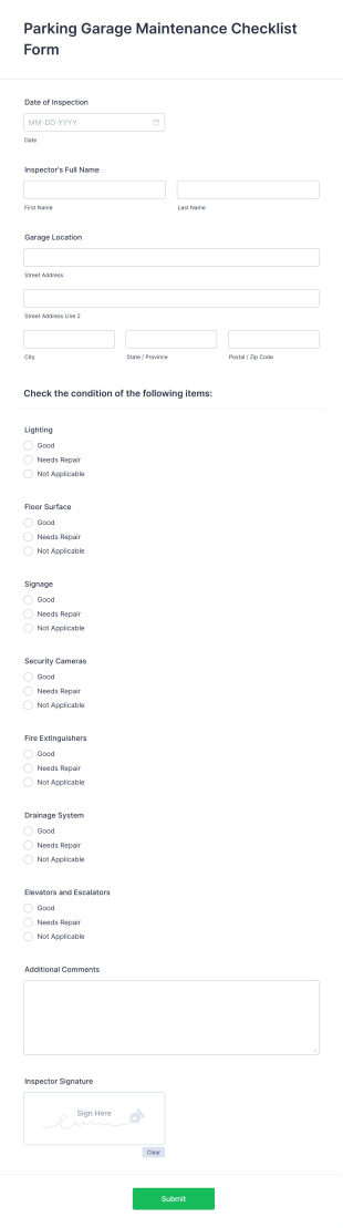 Maintenance Check-In Form Template | Jotform