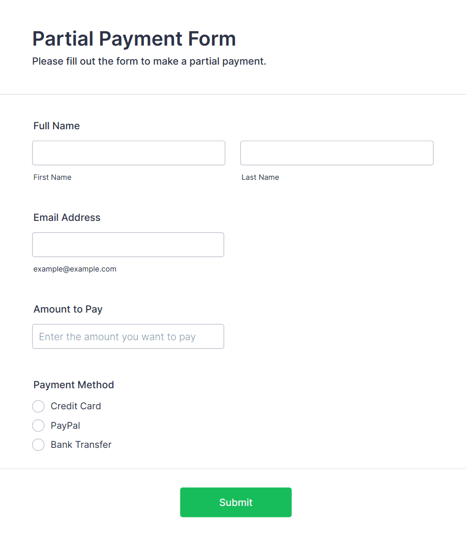 Partial Payment Form Template | Jotform