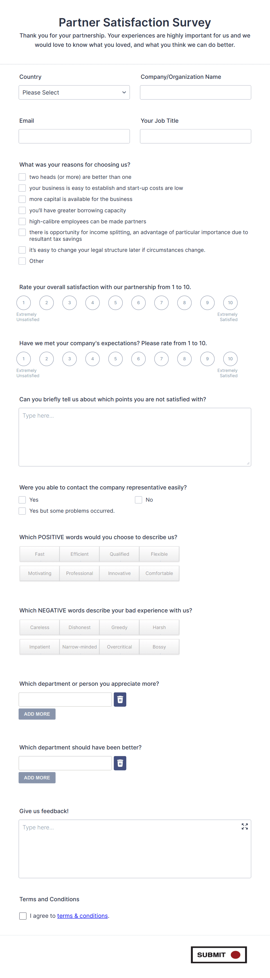 Partner Satisfaction Survey Form Template | Jotform
