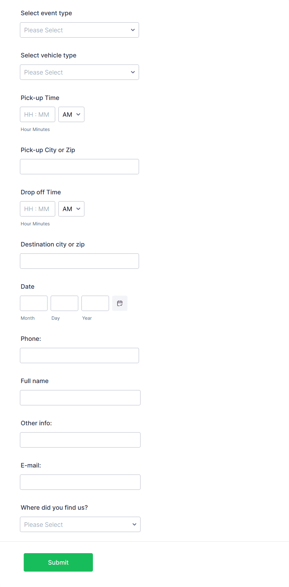 Party Bus Form Template | Jotform