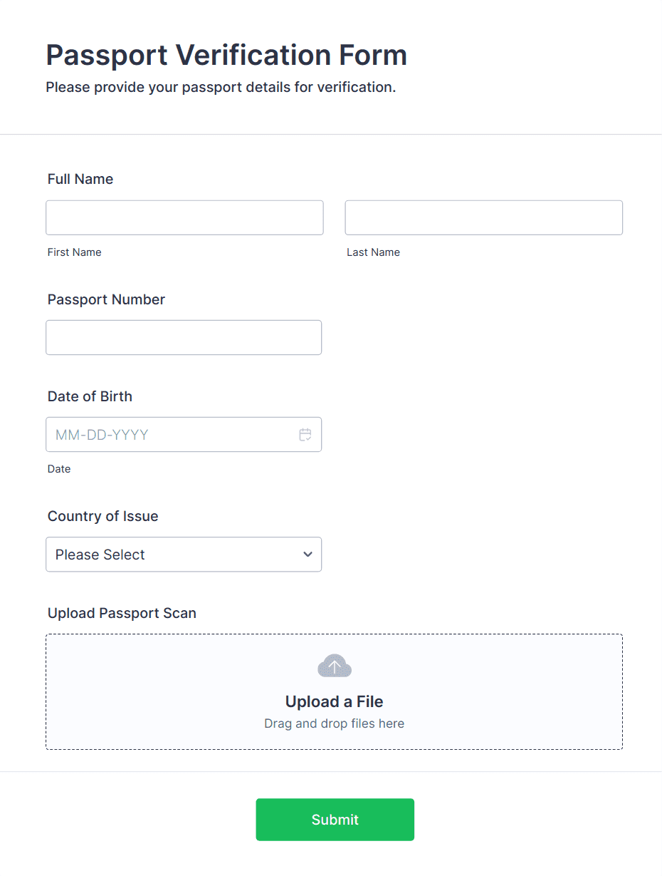 Passport Verification Form Template | Jotform