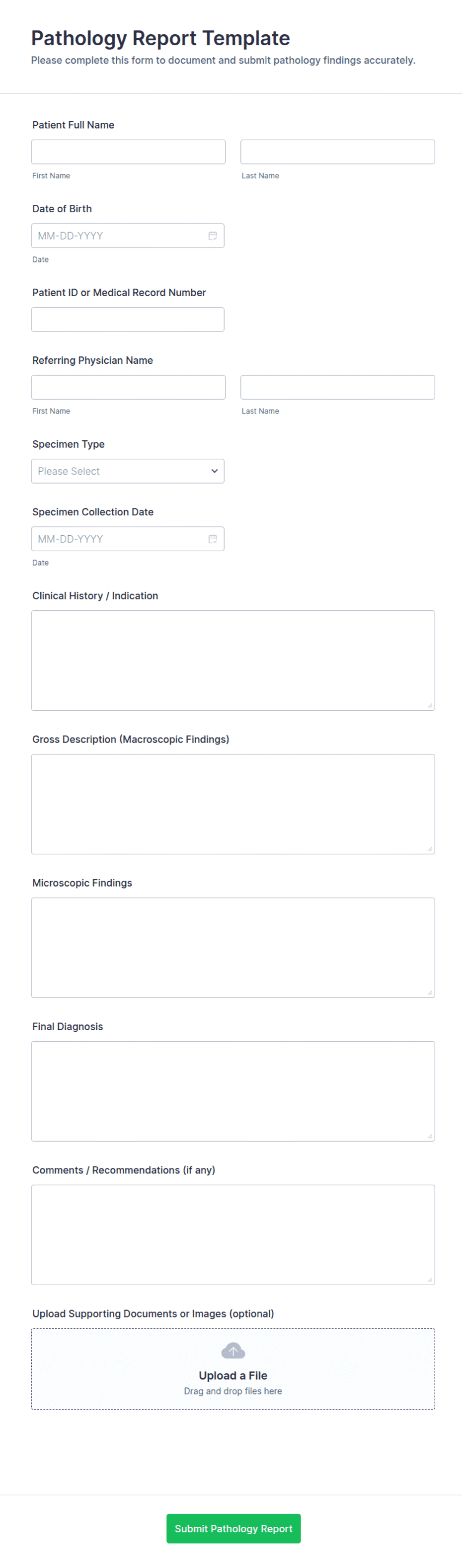 Pathology Report Template | Jotform