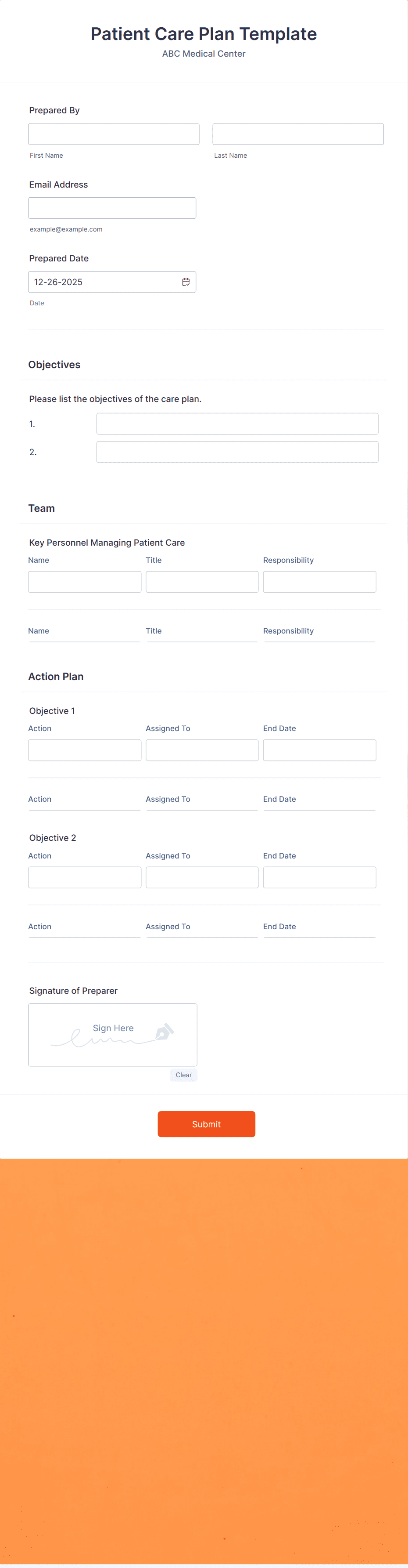 Patient Care Plan Template Form Template | Jotform