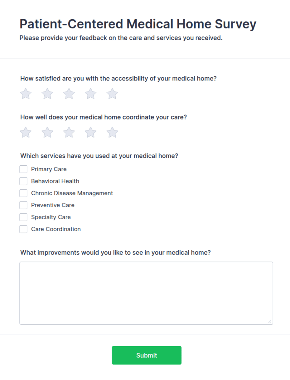 Patient-Centered Medical Home Survey Form Template | Jotform