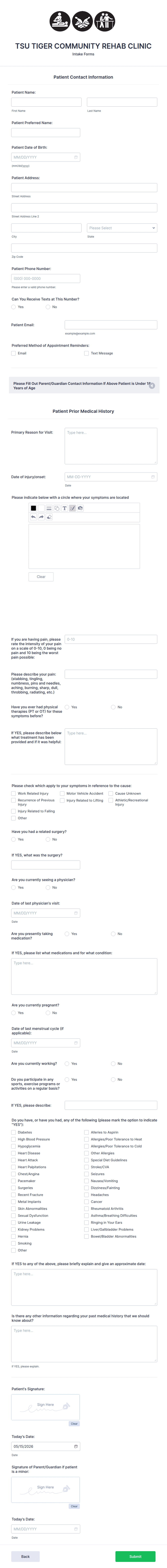 Patient Contact and PMH Form Template | Jotform