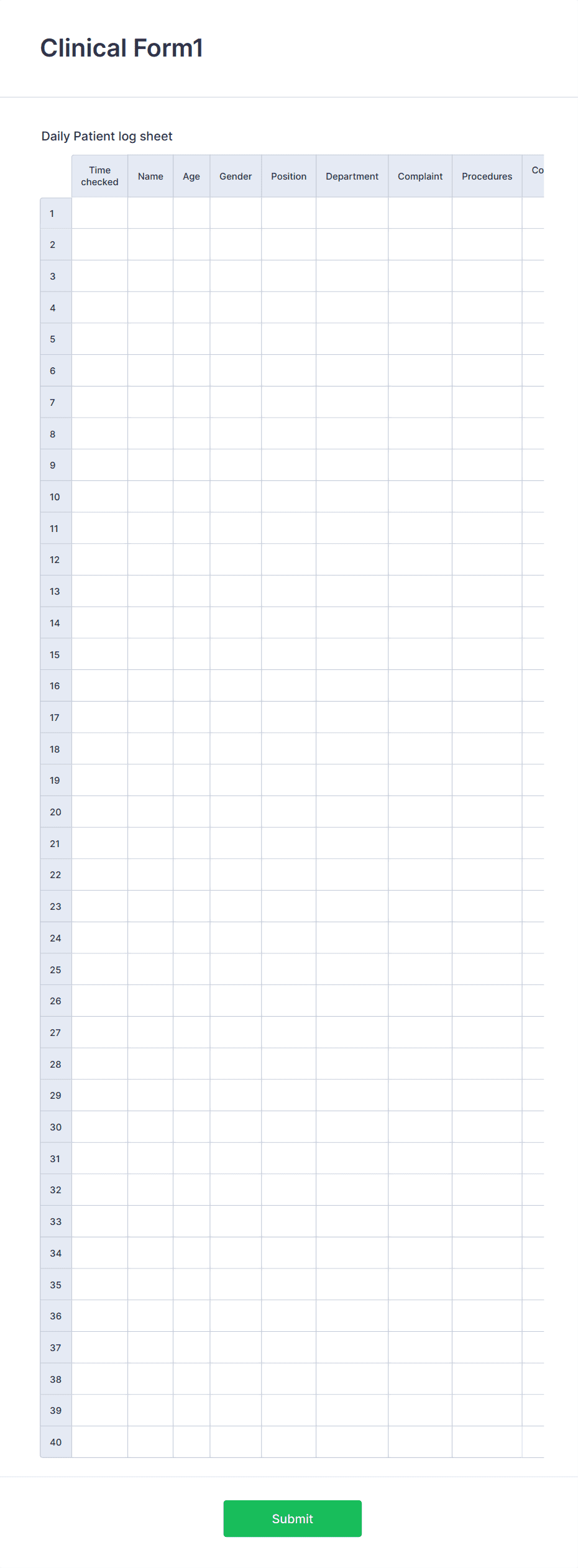 patient daily log Form Template | Jotform