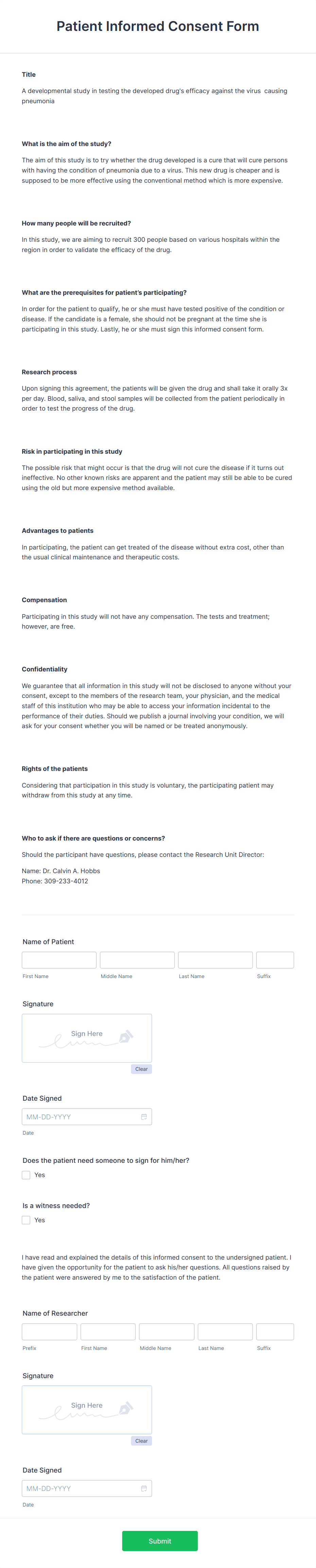 Patient Informed Consent Form Template | Jotform