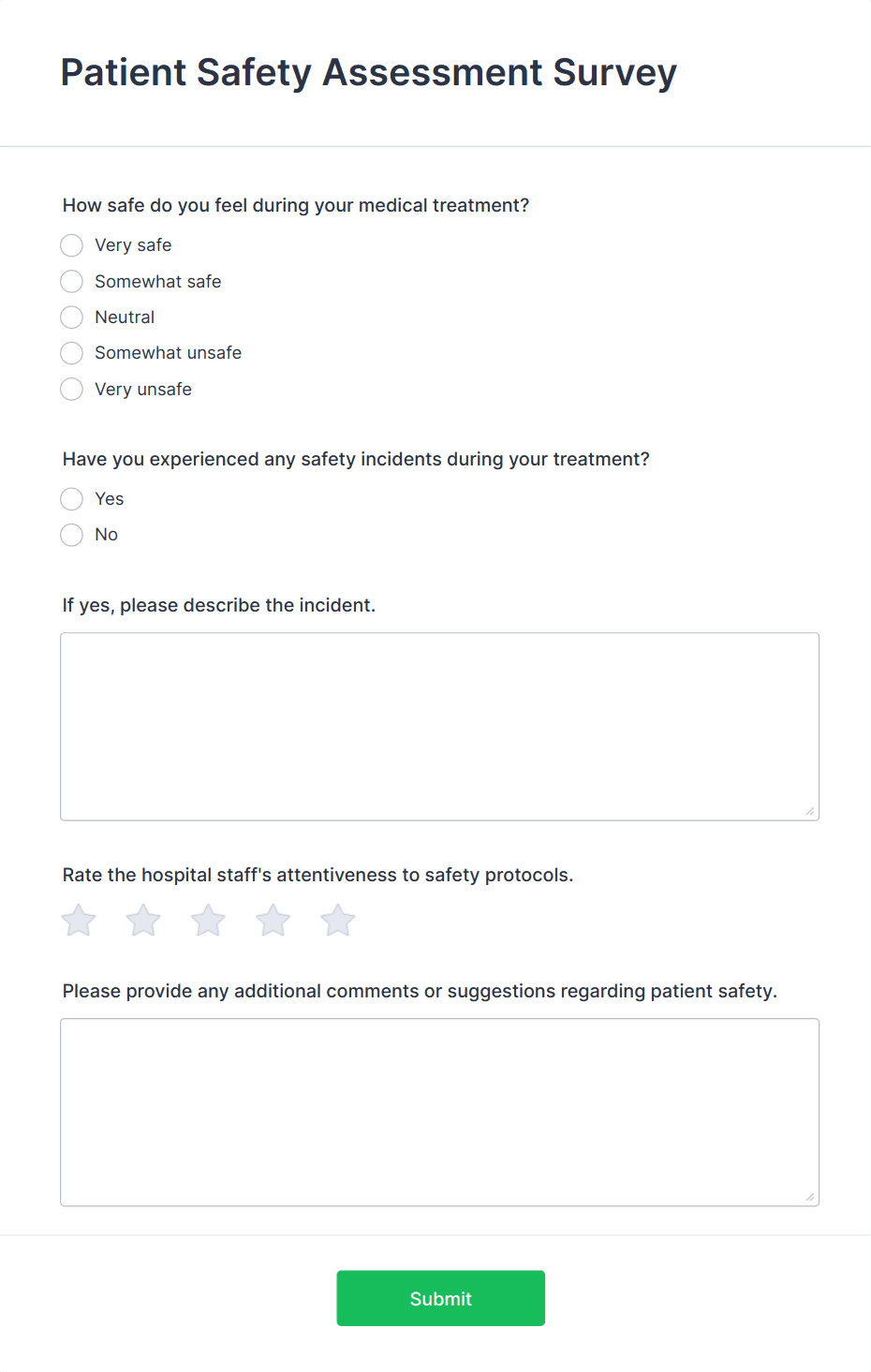 Patient Safety Assessment Survey Form Template | Jotform