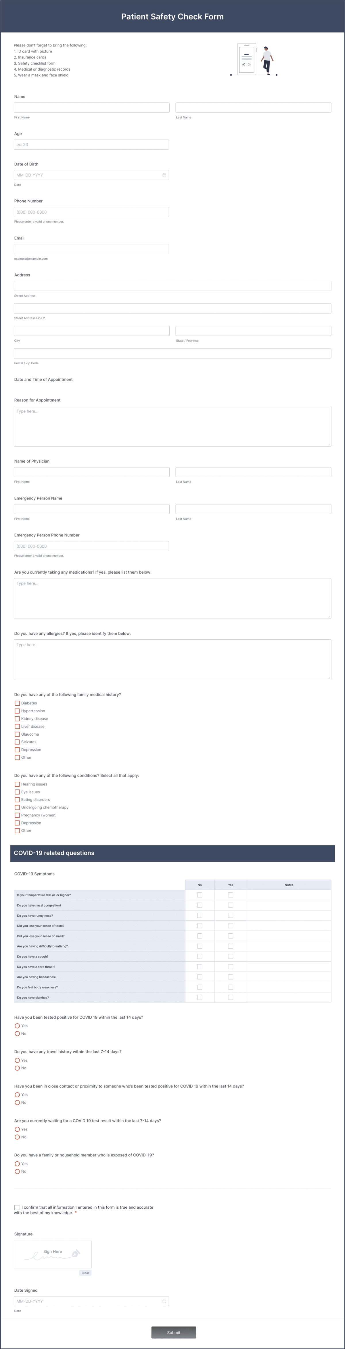 Patient Safety Check Form Template | Jotform
