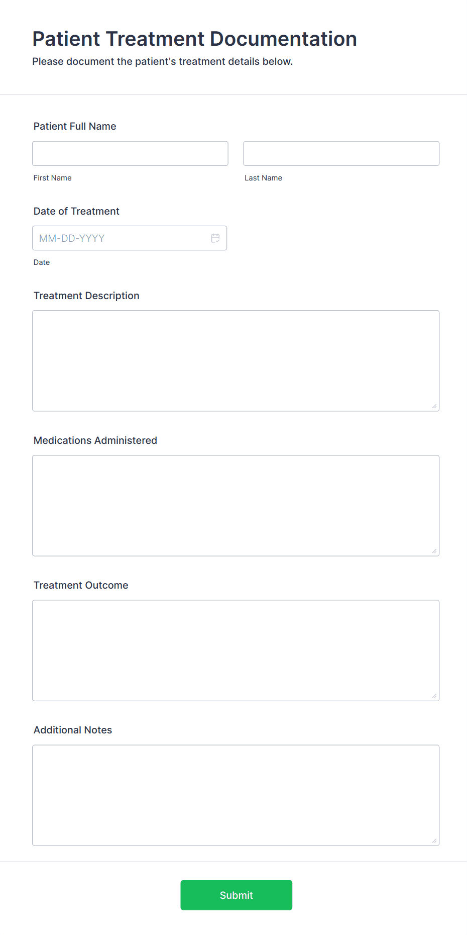 Patient Treatment Documentation Form Template | Jotform