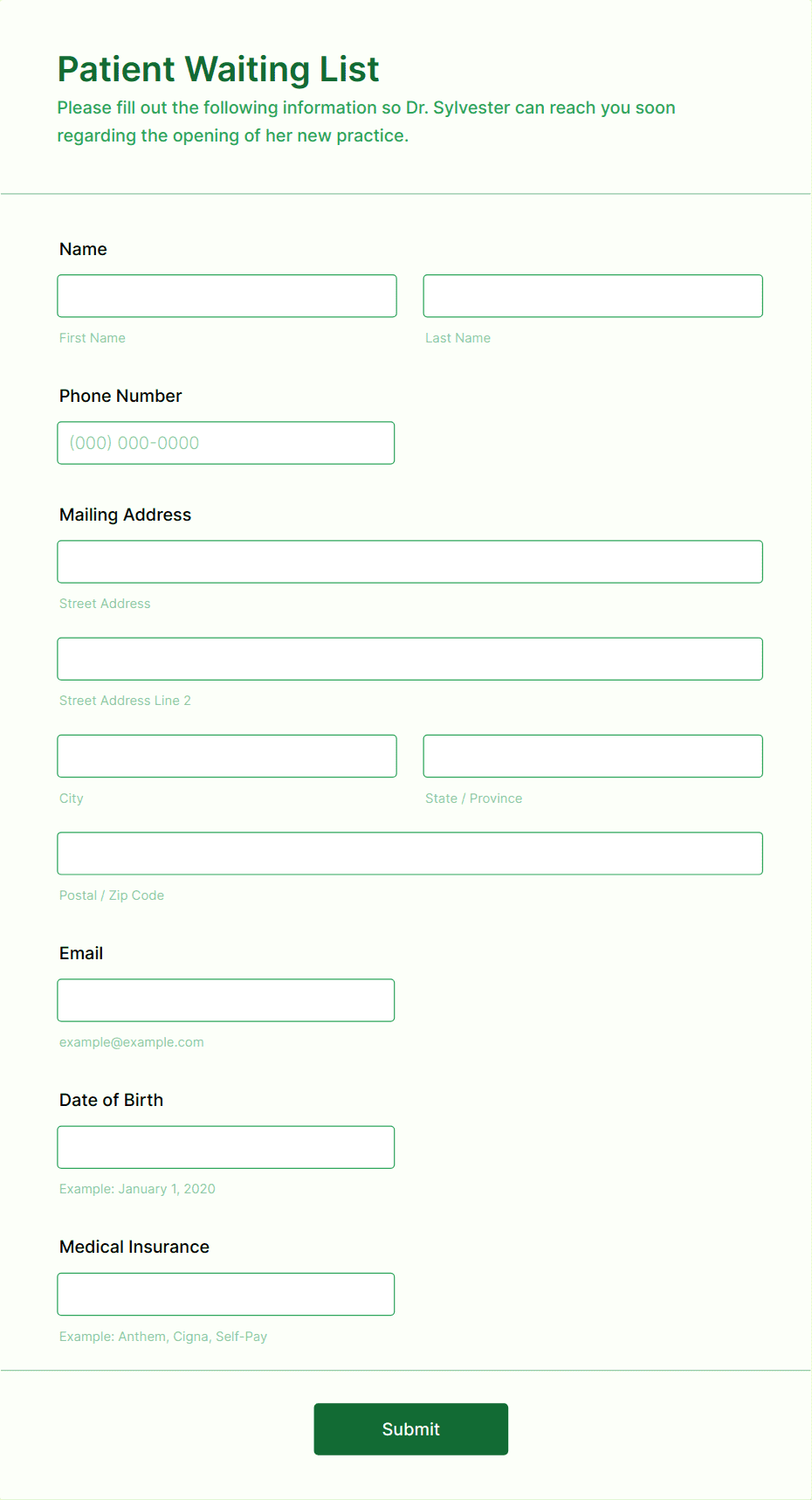 Patient Waiting List Form Template | Jotform