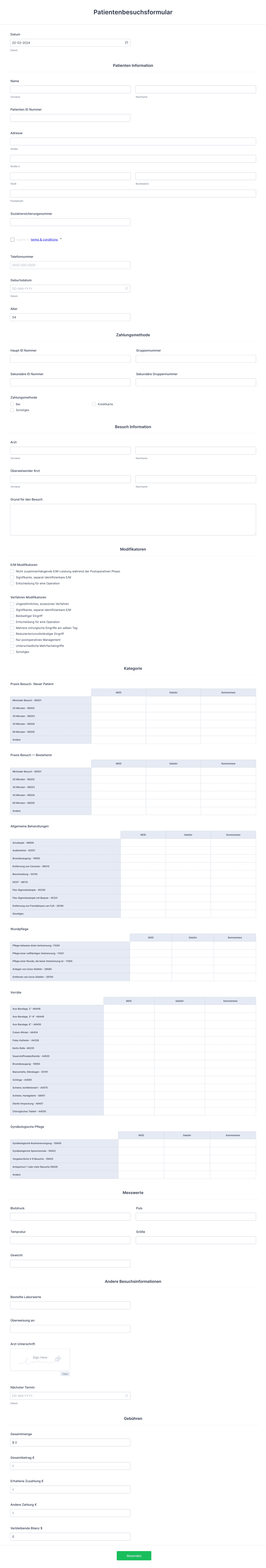 Patientenbesuchsformular Formularvorlage | Jotform