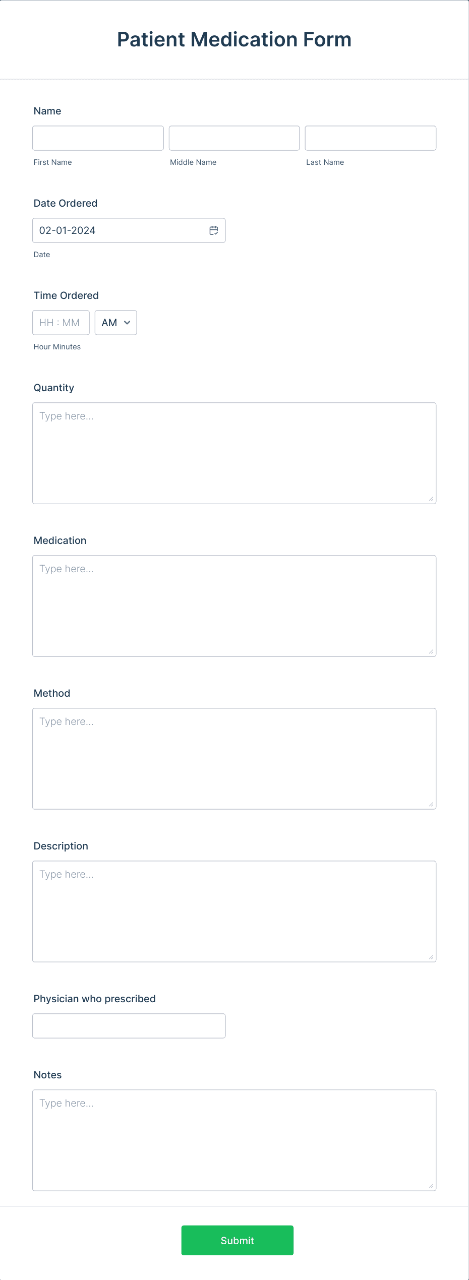 Patient Medication Form Template | Jotform