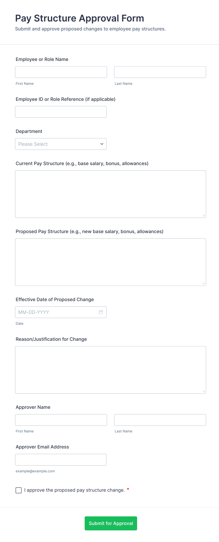 Pay Structure Approval Form Template | Jotform