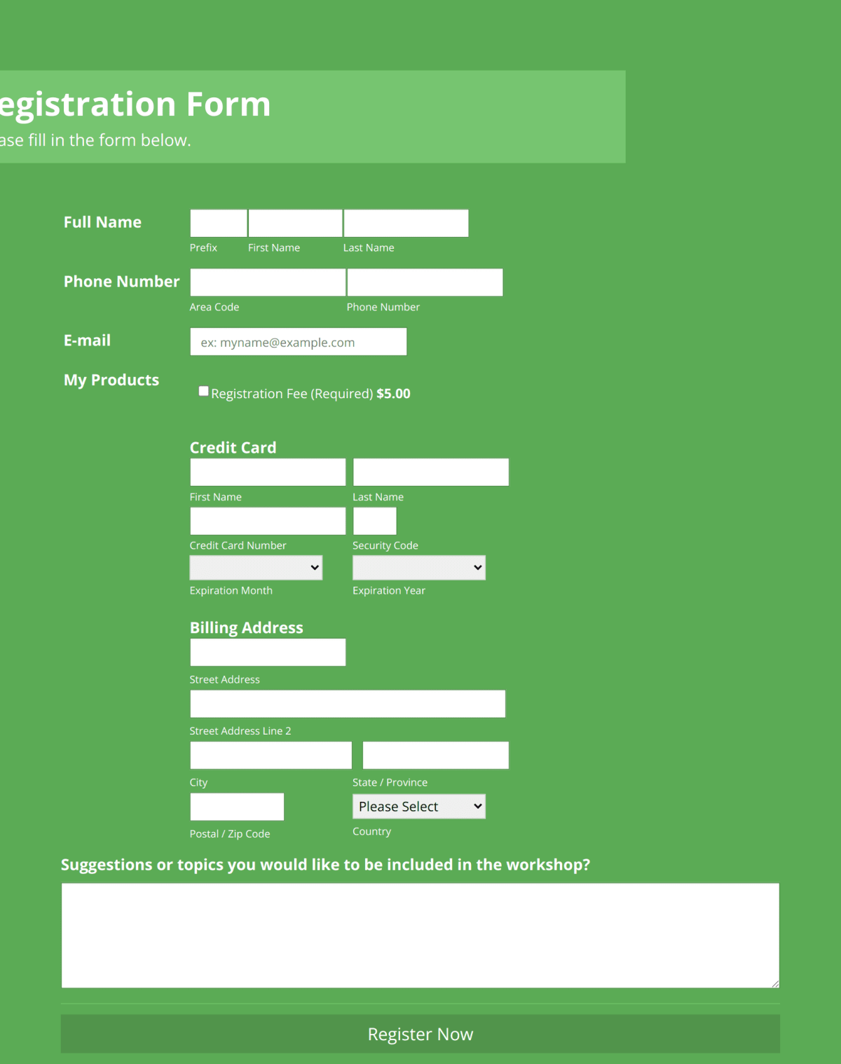 PayJunction Workshop Registration Form Template | Jotform