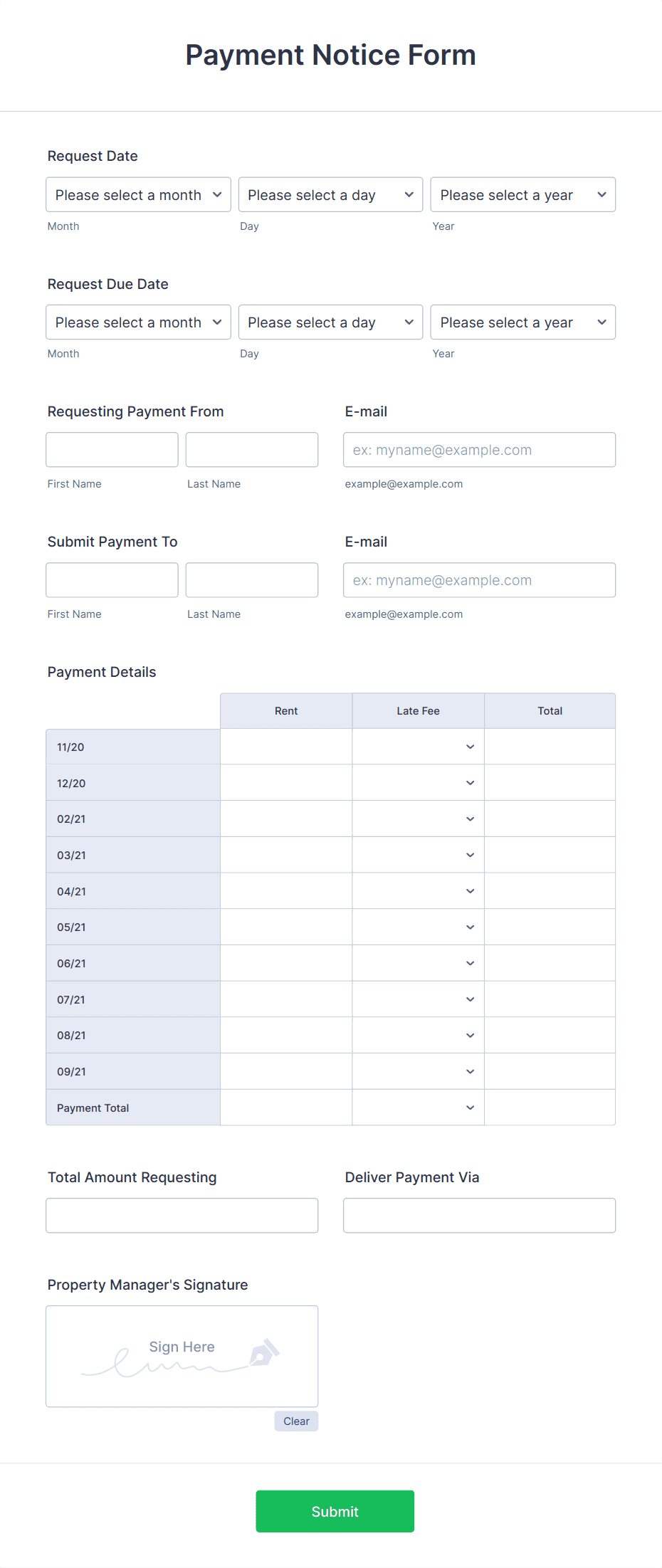 Payment Notice Form Template | Jotform