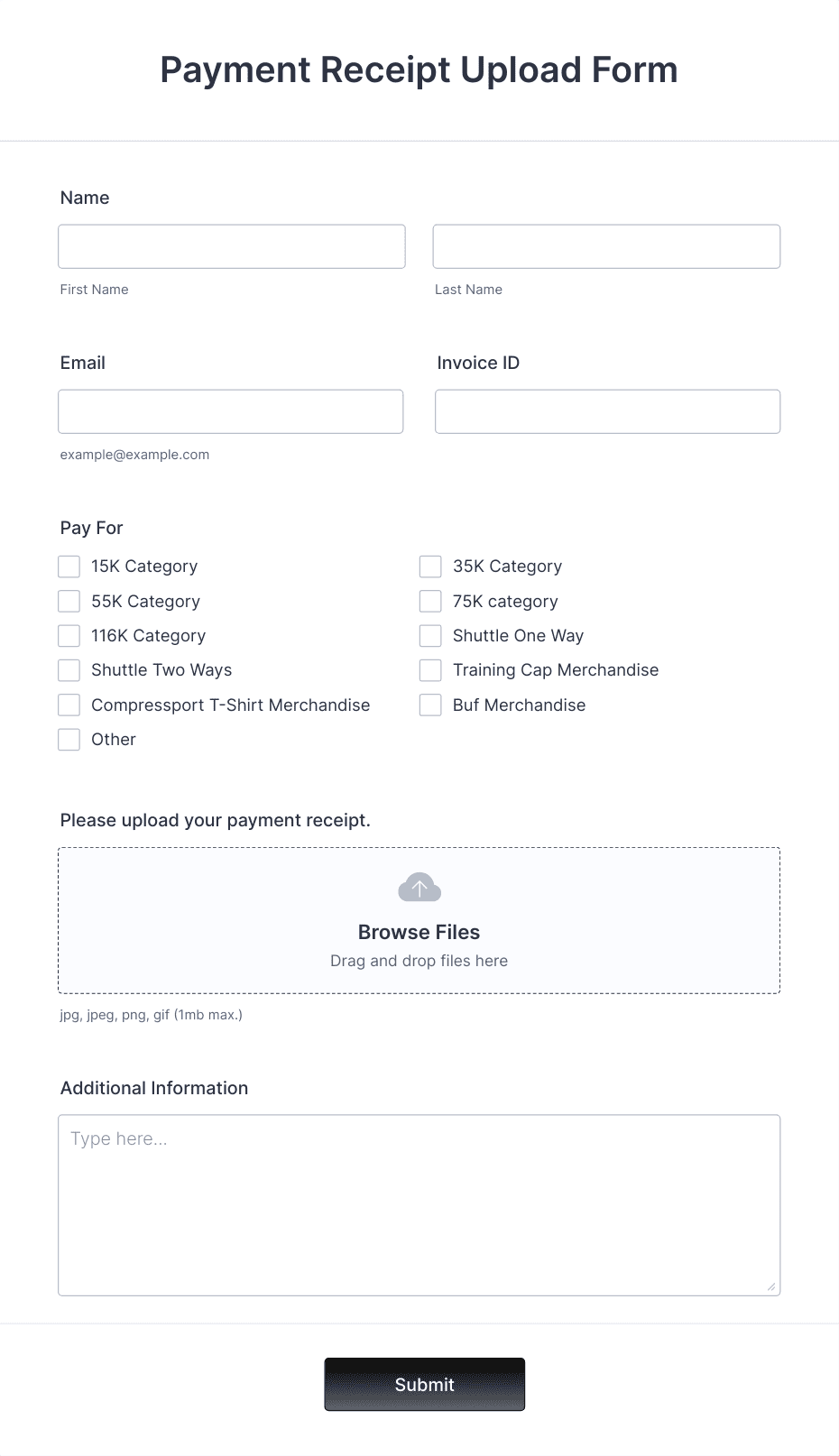 Payment Receipt Upload Form Template | Jotform