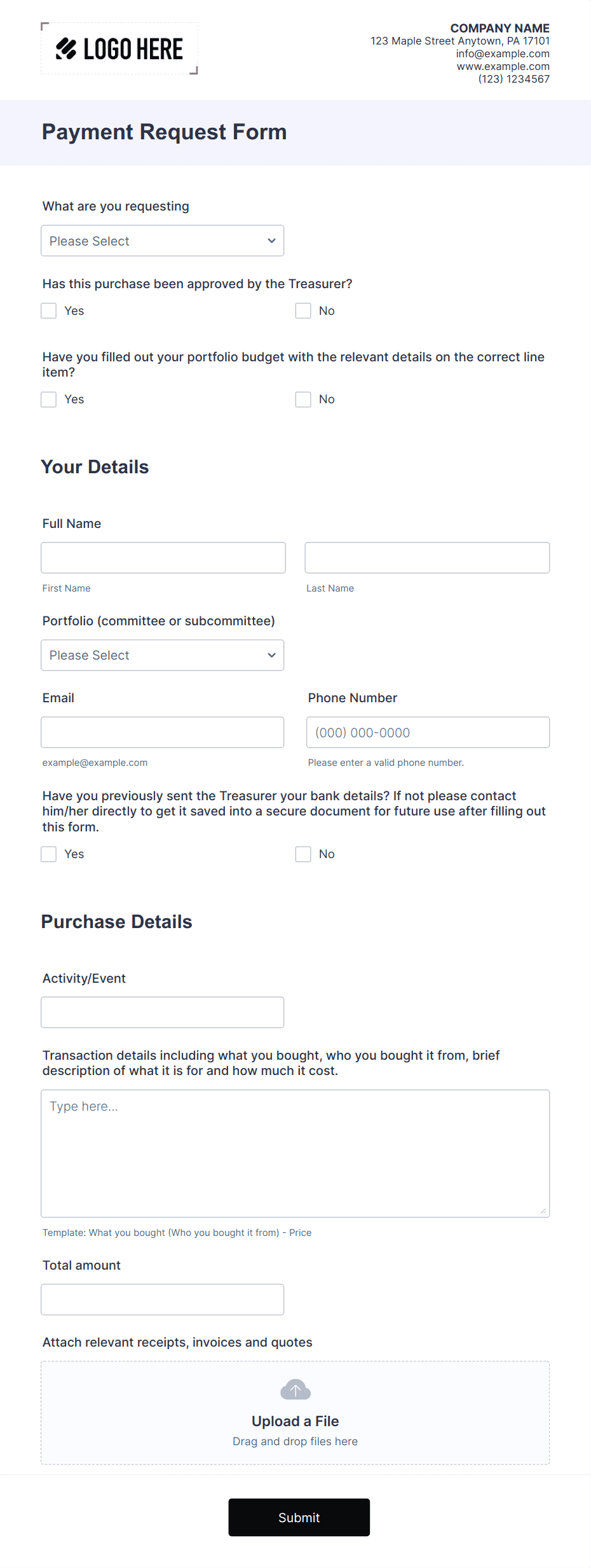 Payment Request Form Template | Jotform