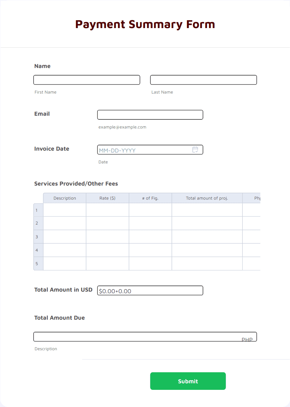 Payment Summary Form Template | Jotform