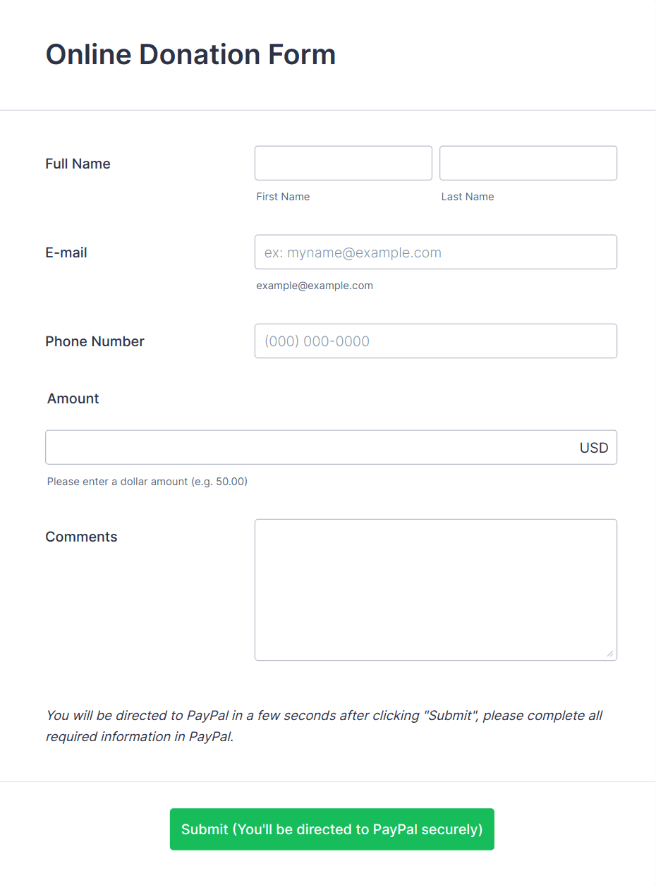 PayPal Donation Form Template | Jotform
