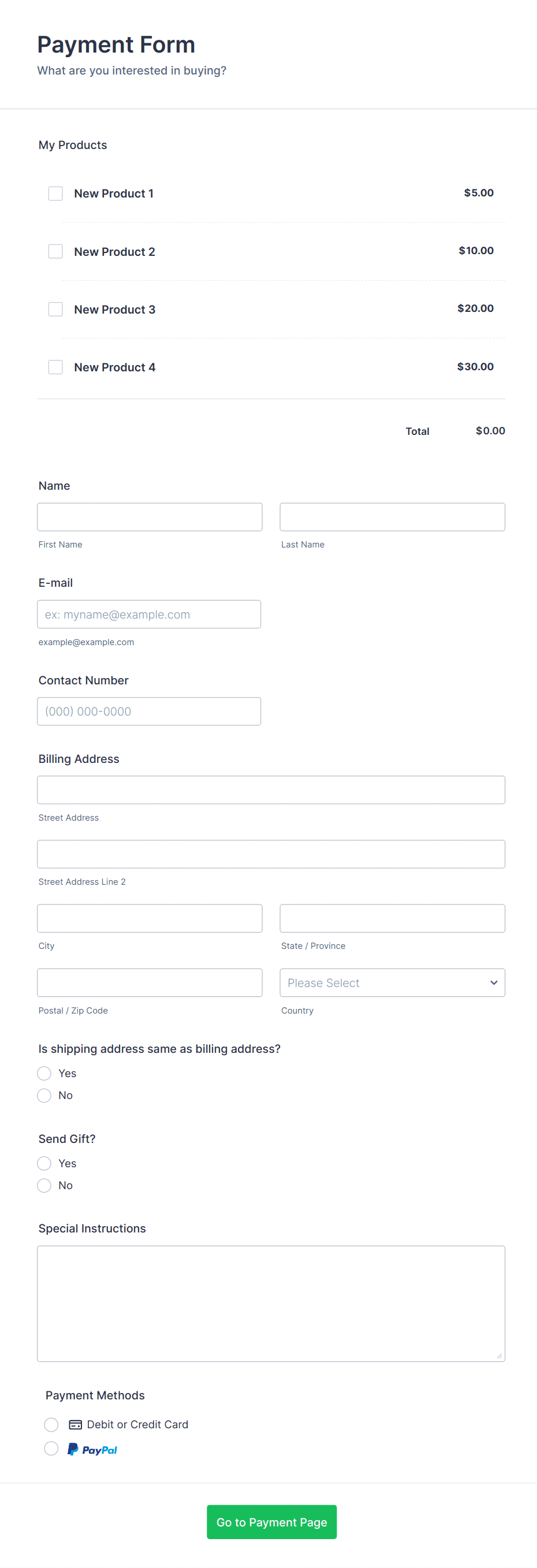 PayPal Payment Form Template | Jotform