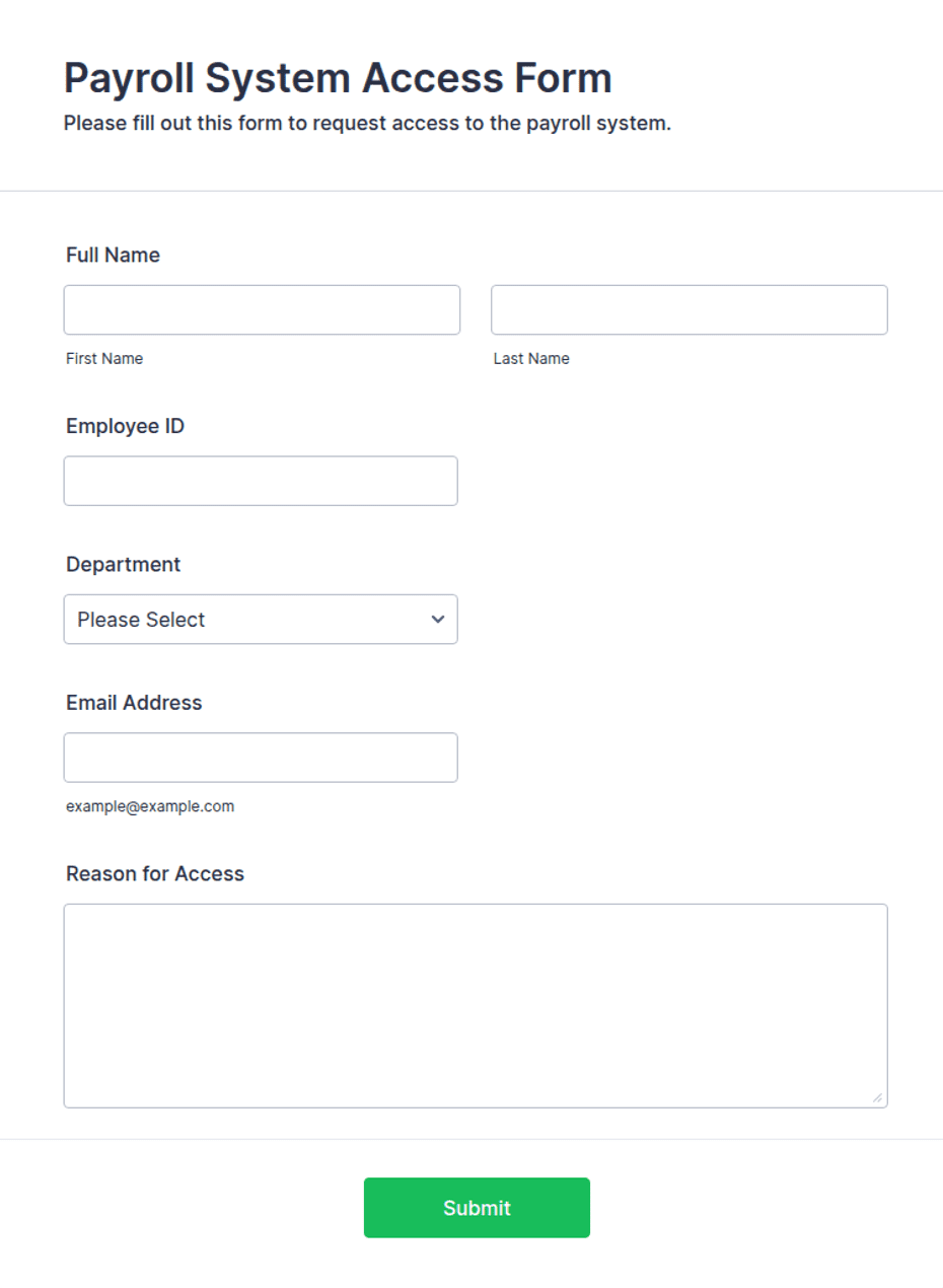 Payroll System Access Form Template | Jotform