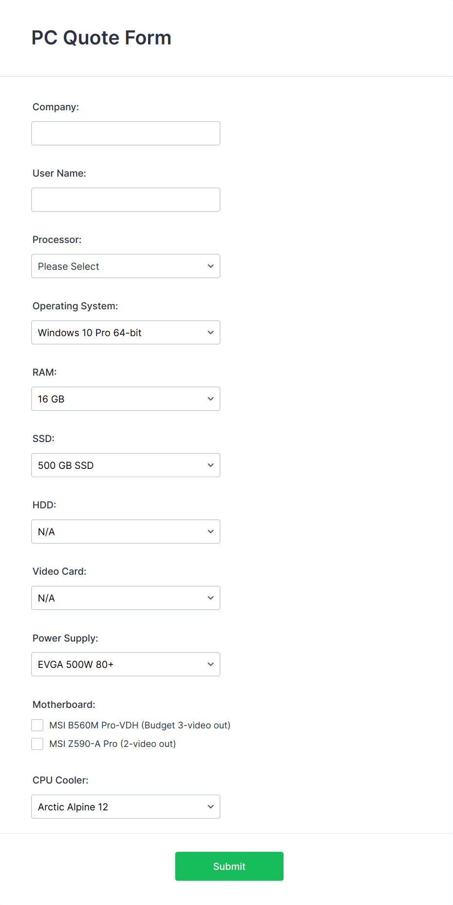 PC Quote Form Template | Jotform