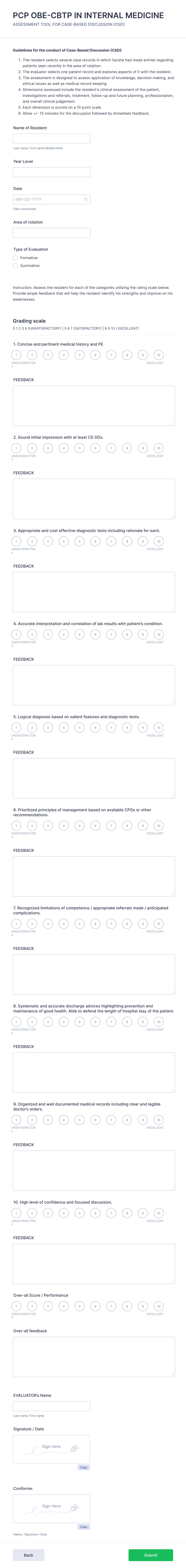 Pcp Obe-Cbtp In Internal Medicine Form Template | Jotform