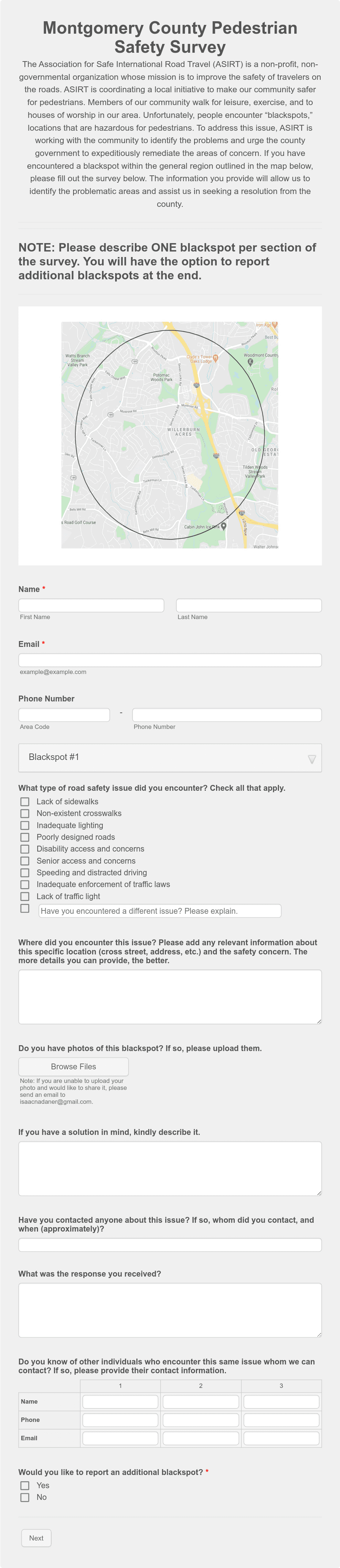Pedestrian Safety Survey Form Template | Jotform