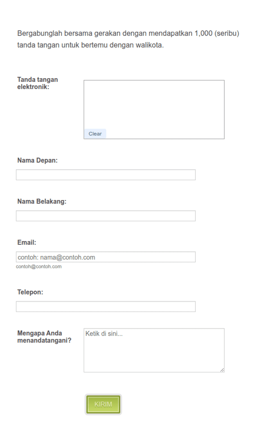 Pembuatan formulir | Formulir Petisi Template Formulir | Jotform