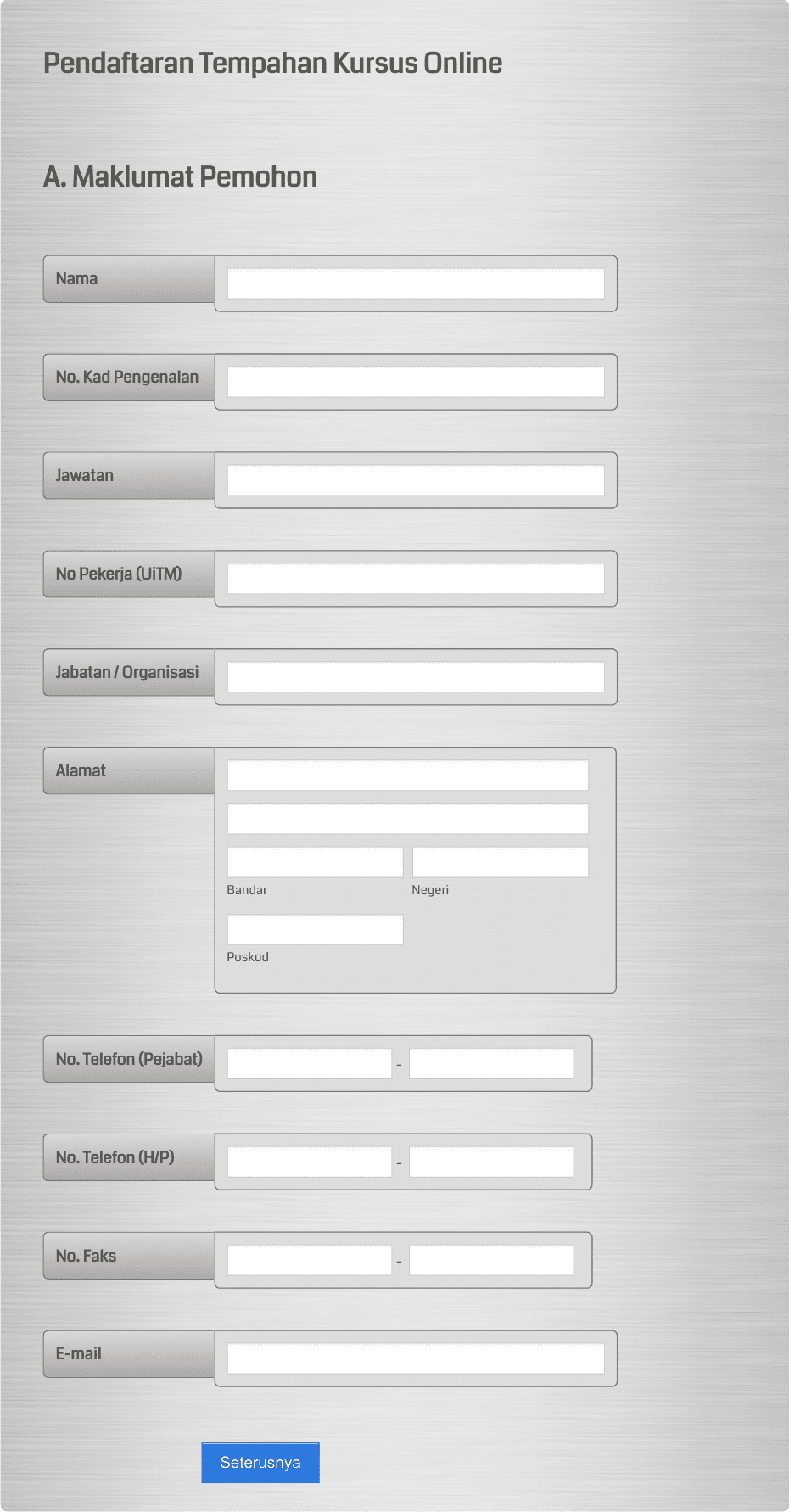 Pendaftaran Tempahan Kursus Online Form Template | Jotform