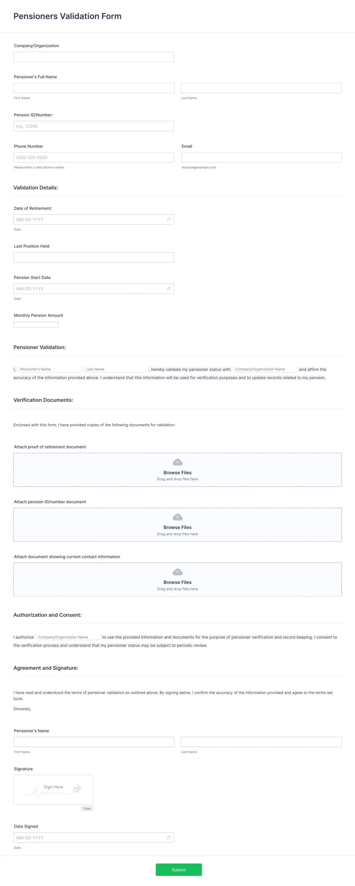 Pensioners Validation Form Template | Jotform