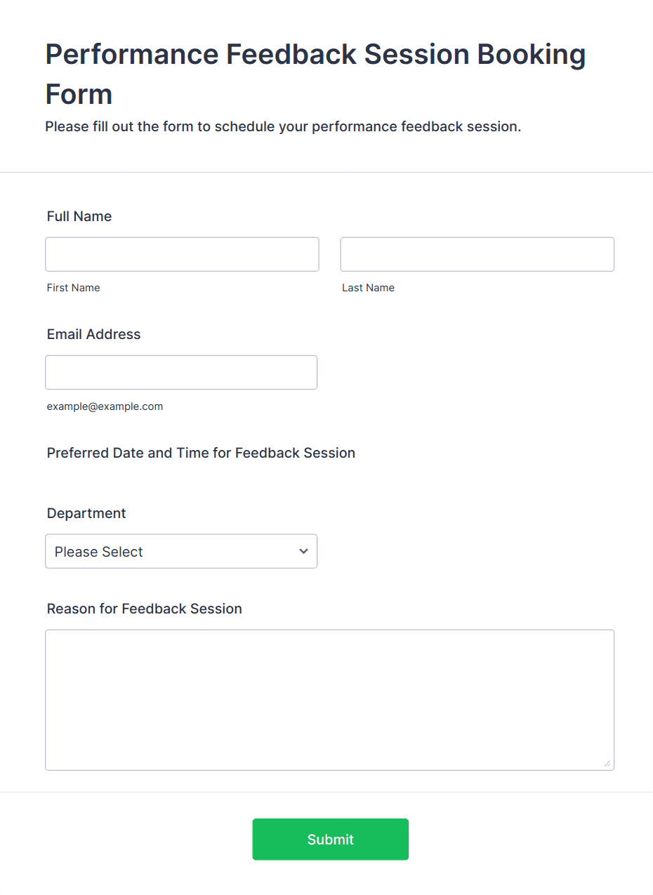 Performance Feedback Session Booking Form Template | Jotform