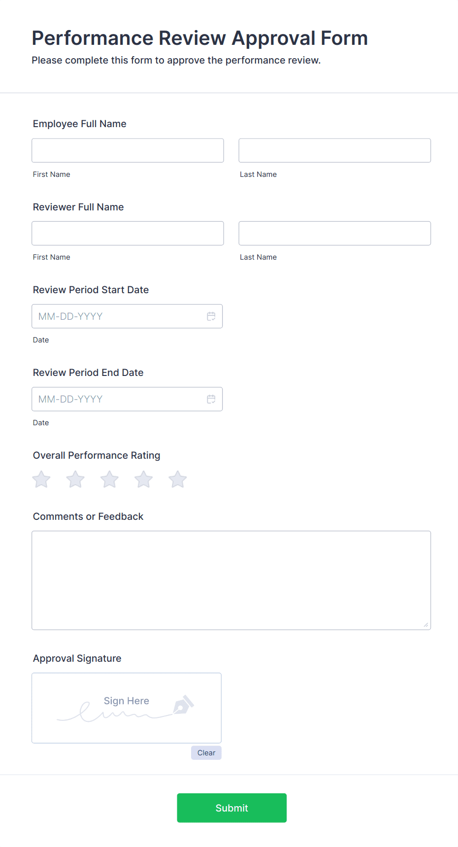 Performance Review Approval Form Template | Jotform