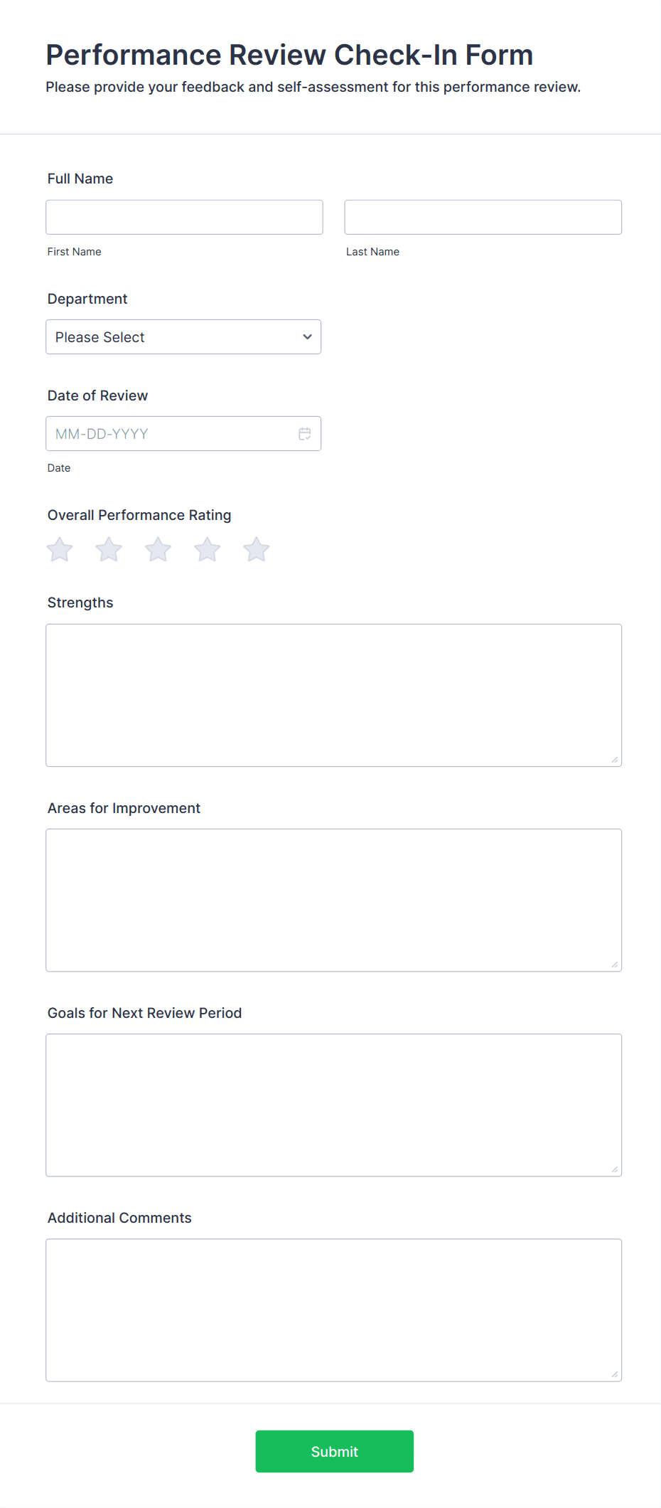 Performance Review Check-In Form Template | Jotform