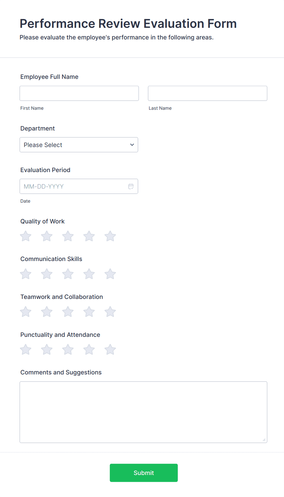 Performance Review Evaluation Form Template | Jotform