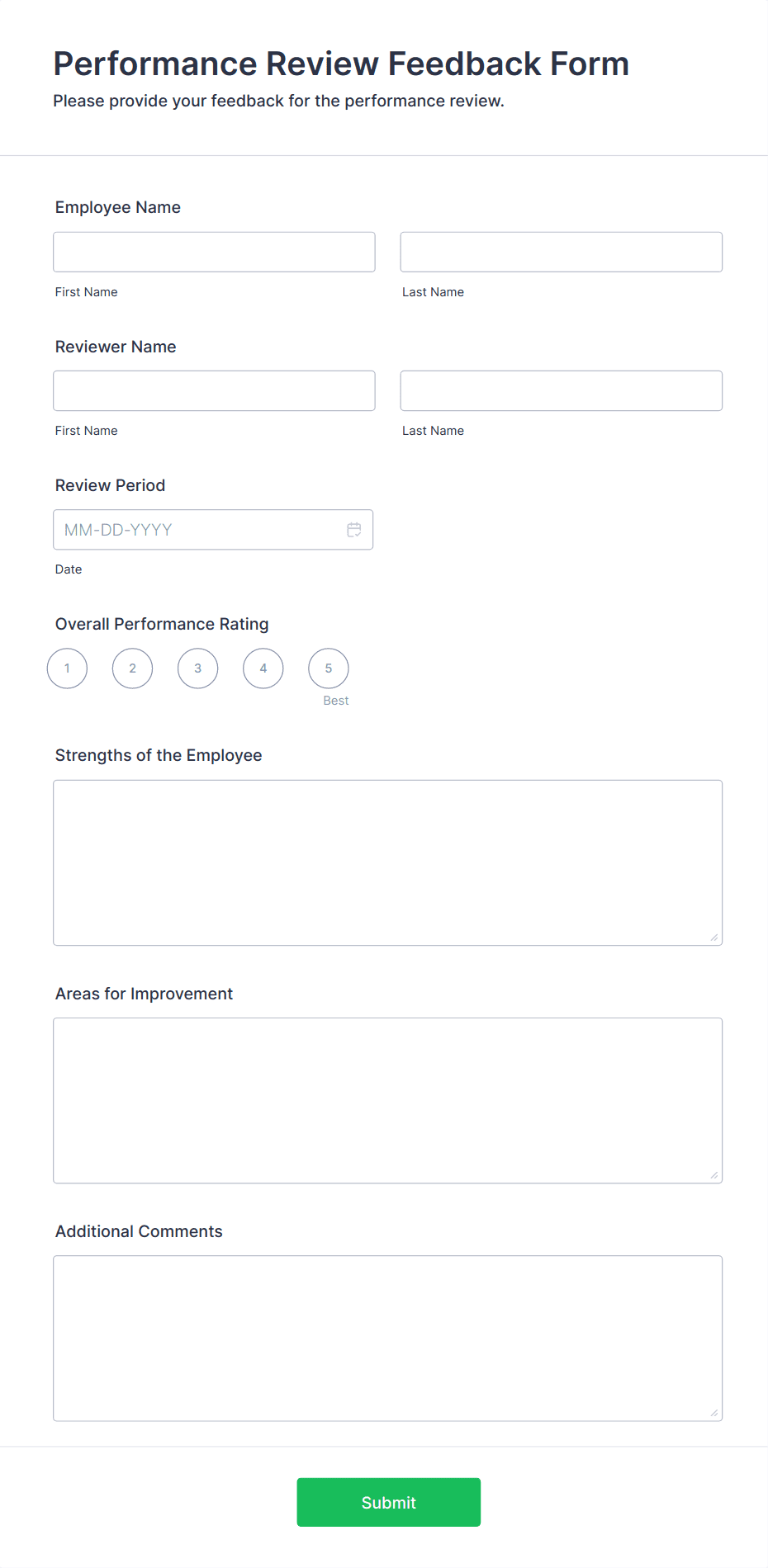 Performance Review Feedback Form Template | Jotform