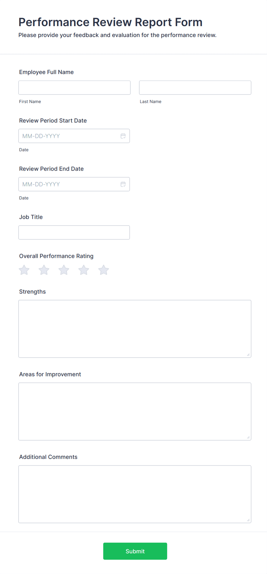 Performance Review Report Form Template | Jotform