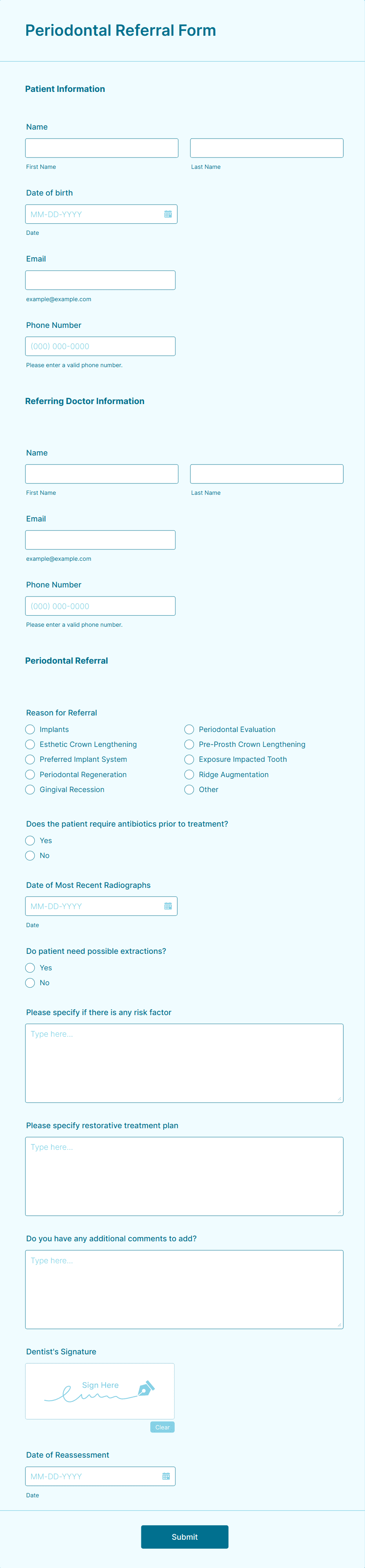 Periodontal Referral Form Template | Jotform