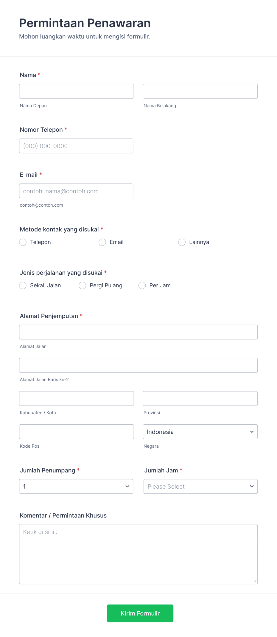Permintaan Penawaran Template Formulir | Jotform