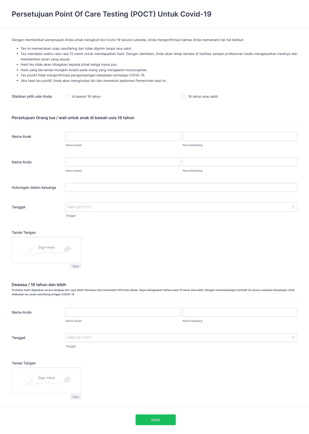 Persetujuan Point Of Care Testing (POCT) Untuk Covid-19 Template ...