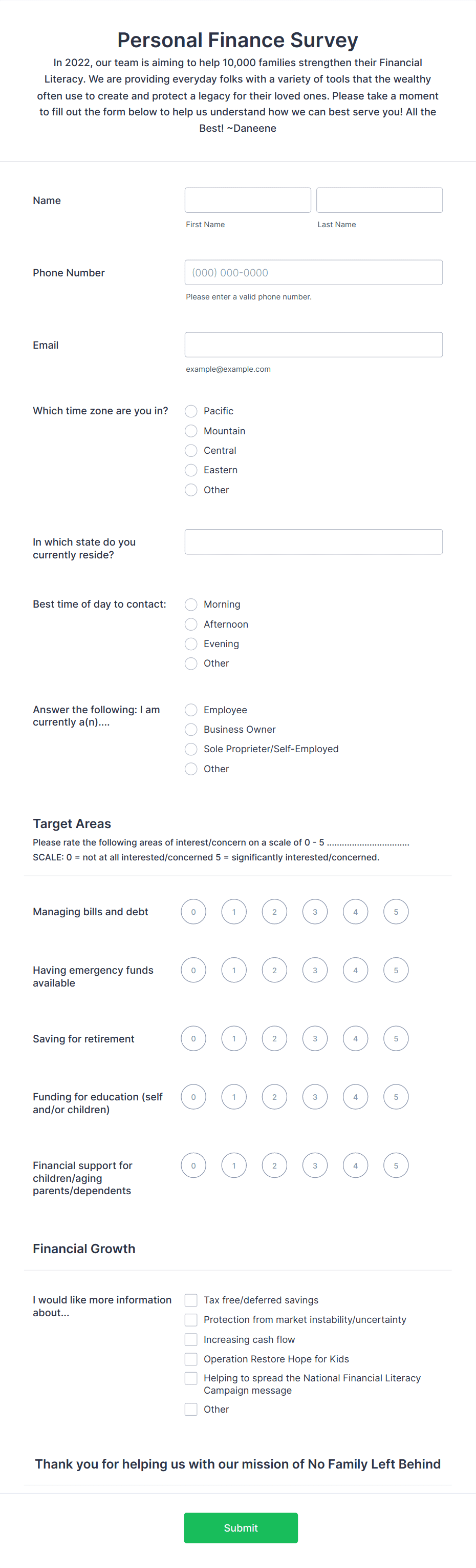 Personal Finance Survey Form Template | Jotform