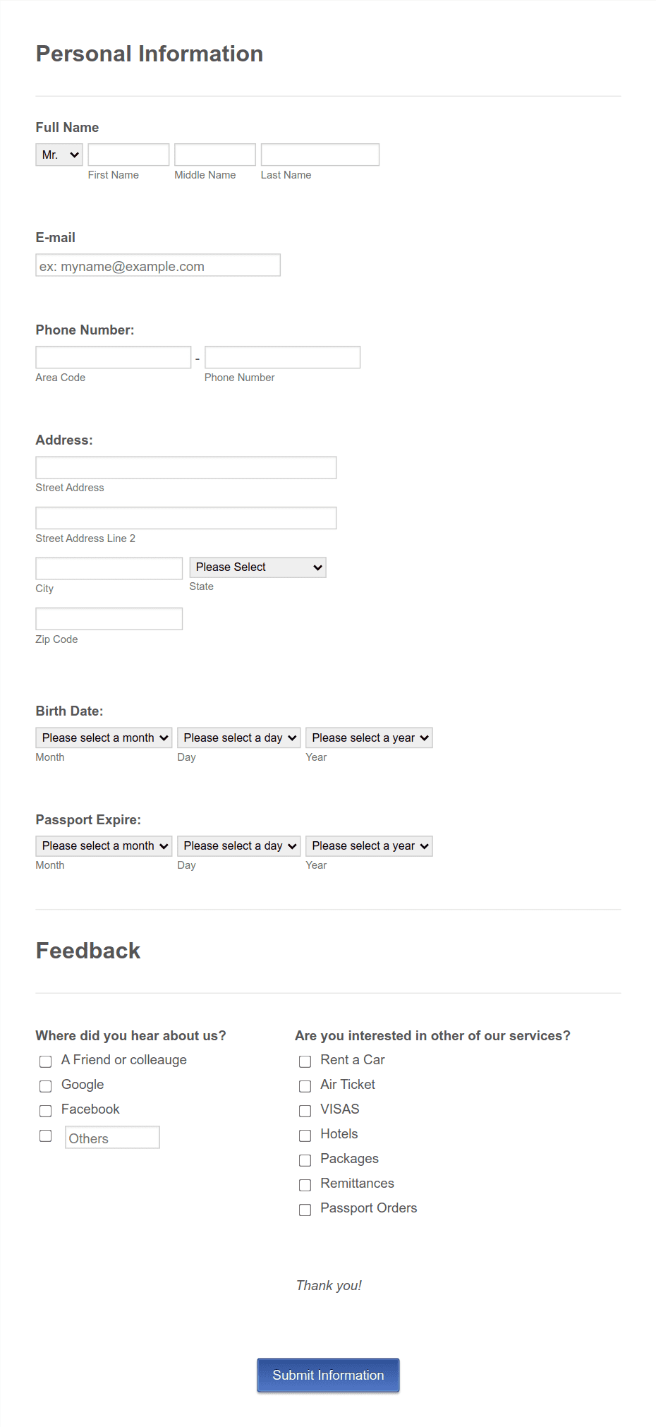 Personal Information Form Template | Jotform