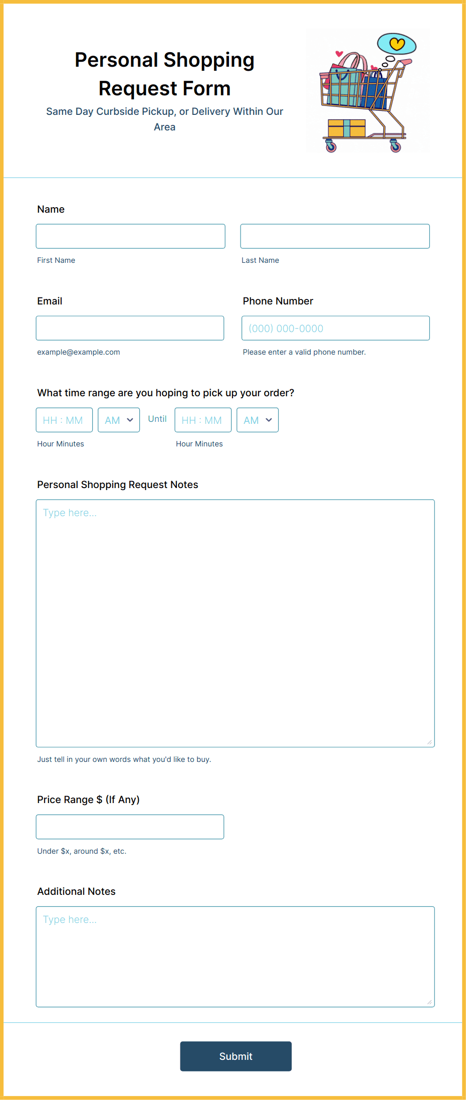 Personal Shopping Request Form Template | Jotform